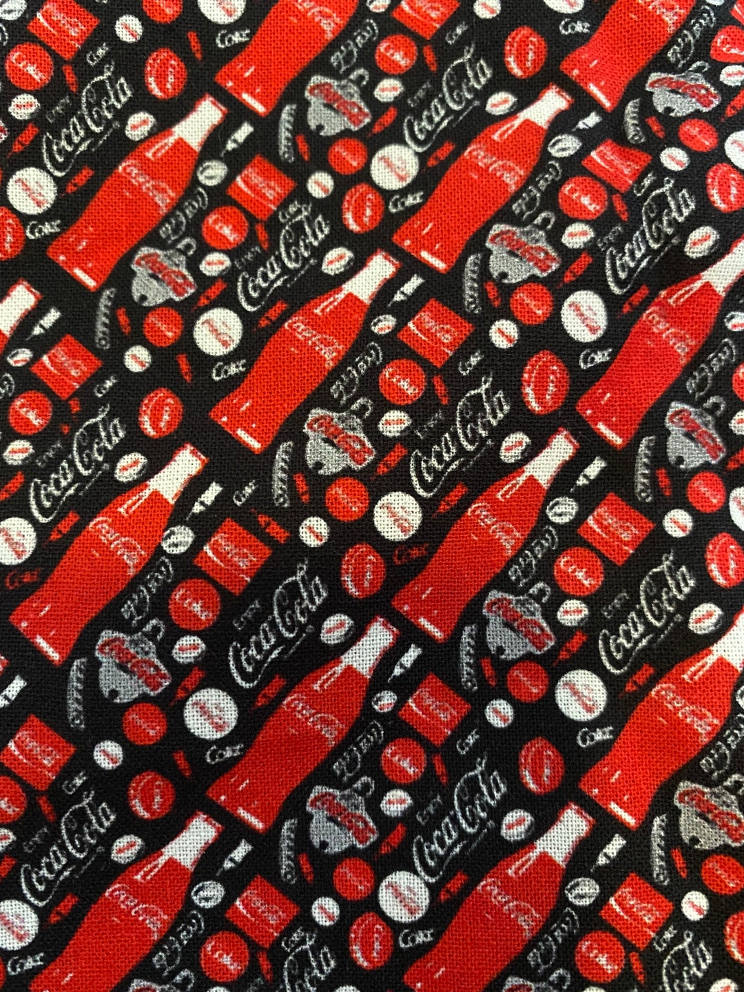 Coke Fabric 100% Cotton Fabric Coca-cola Fabric Fat Quarter Tumbler Cut ...