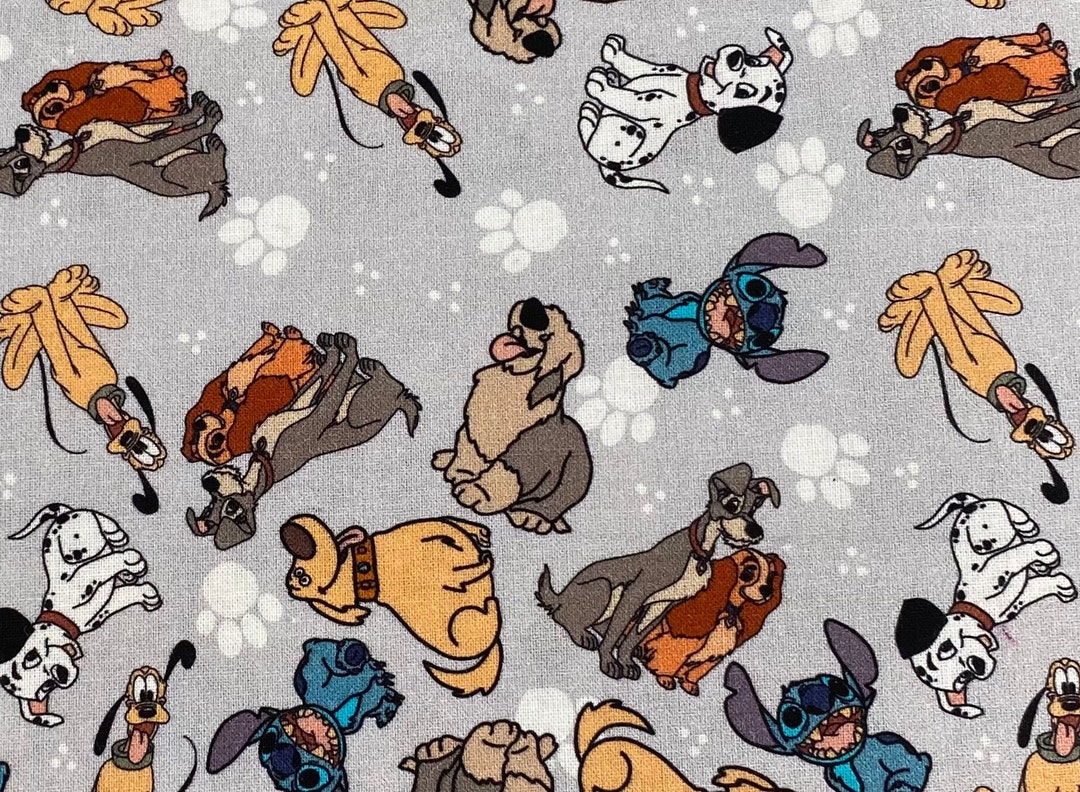 Disney Dogs Fabric 100% Cotton Fabric Fat Quarter Tumbler Cuts Fat ...