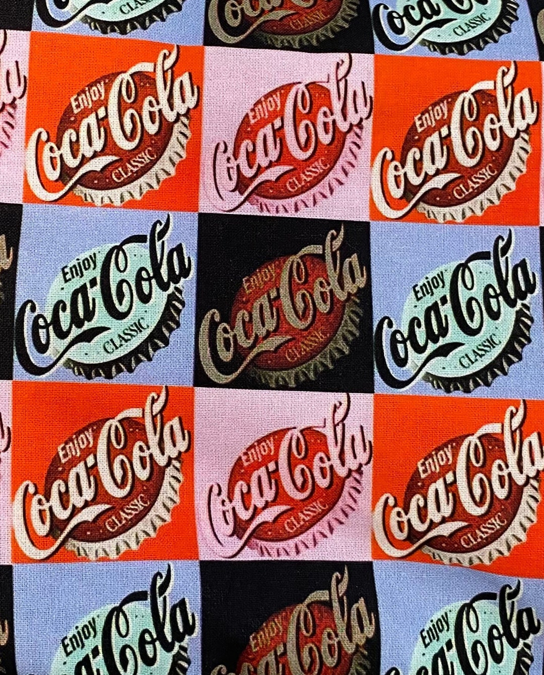 Coca-cola Fabric 100% Cotton Fabric Fat Quarter Tumbler Cut Coke Fabric ...
