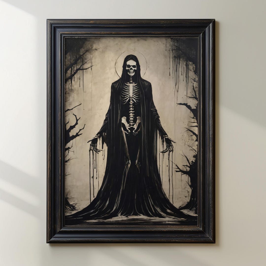 Skeleton With Cape Poster Dark Academia Art Print Death Vintage ...