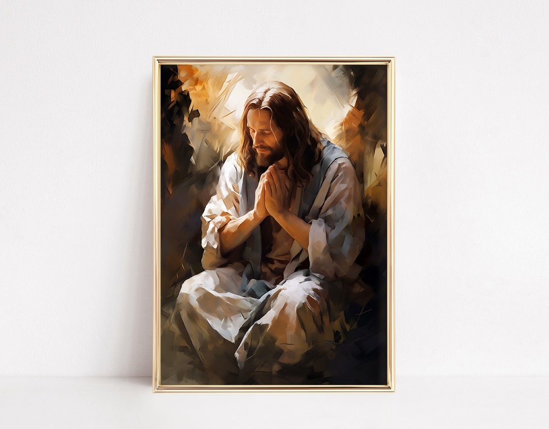 Jesus Poster Praying Christ Wall Art Jesus Wall Art Watercolor ...