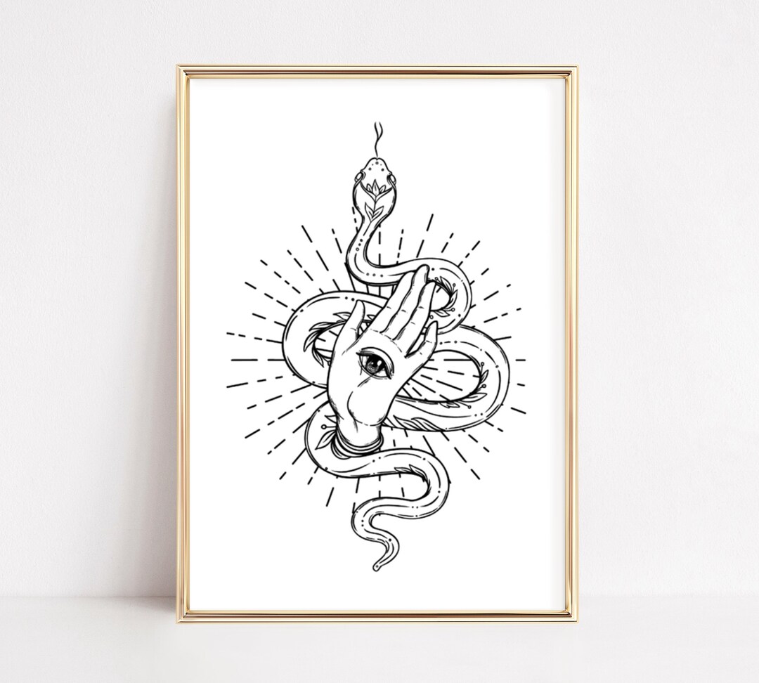 Magische Hand und Schlange Poster Spirituelles Handlesen Wandkunst ...