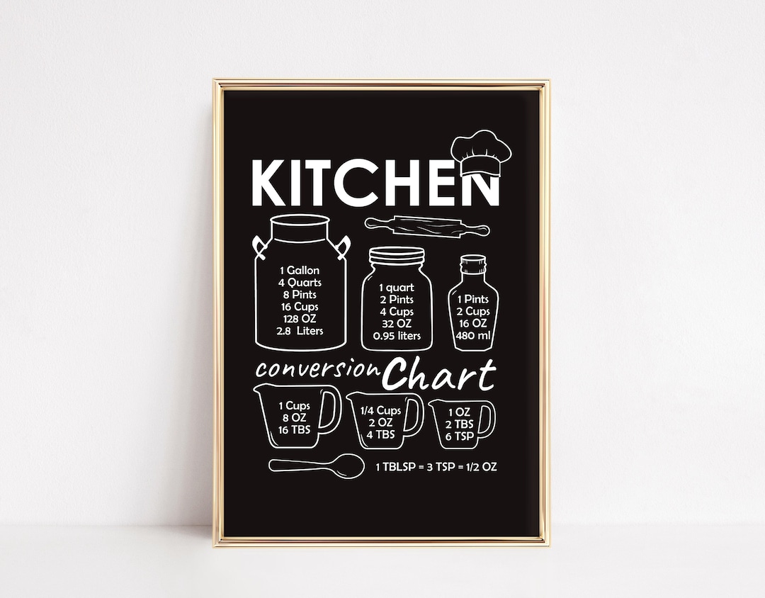 Kitchen Conversion Chart Poster Kitchen Poster Kitchen Wall Art Kitchen ...
