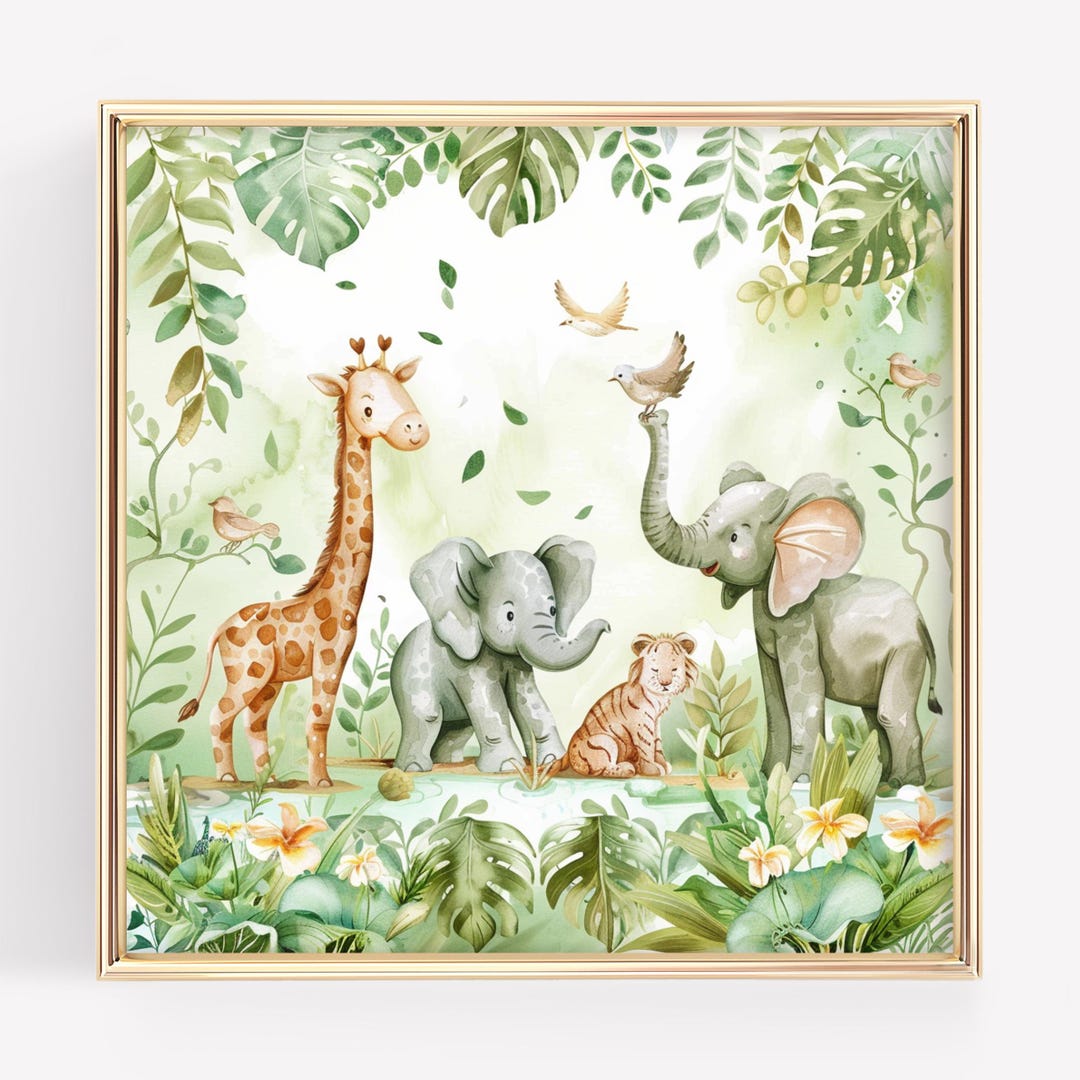 Wild Animals Kids Poster Cute Animal Print Nursery Wall Art Unframed - Etsy
