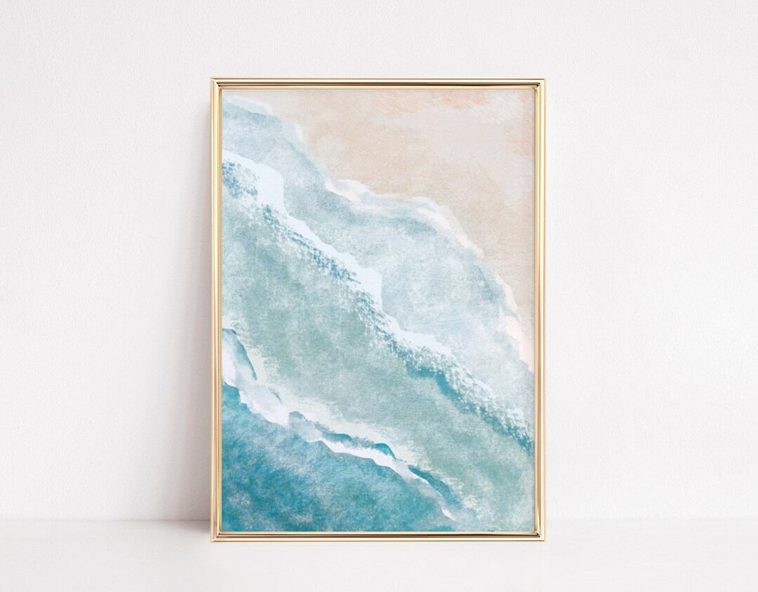 Abstract Sea Poster Waves Wall Art Minimalist Art Watercolor Wave Print ...