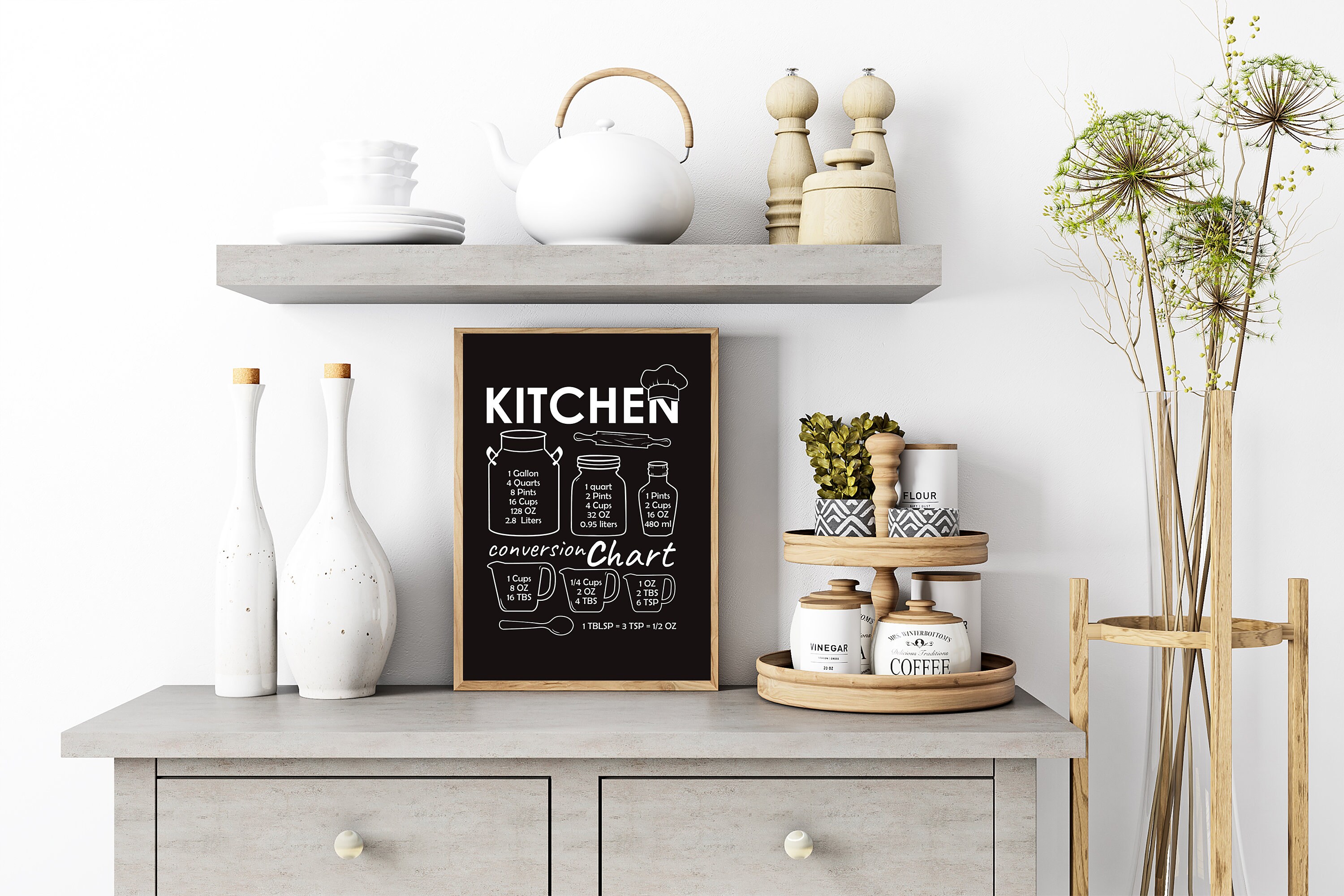Kitchen Conversion Chart Poster Kitchen Poster Kitchen Wall Art Kitchen ...