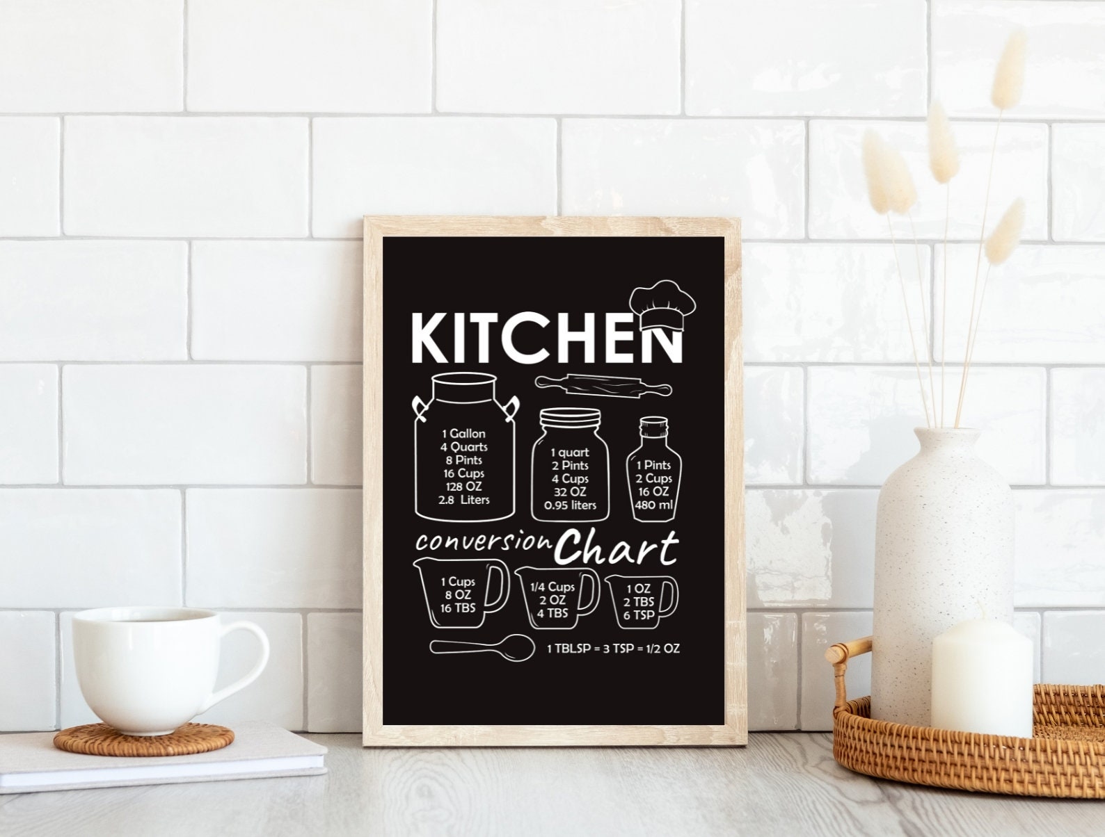 Kitchen Conversion Chart Poster Kitchen Poster Kitchen Wall Art Kitchen ...