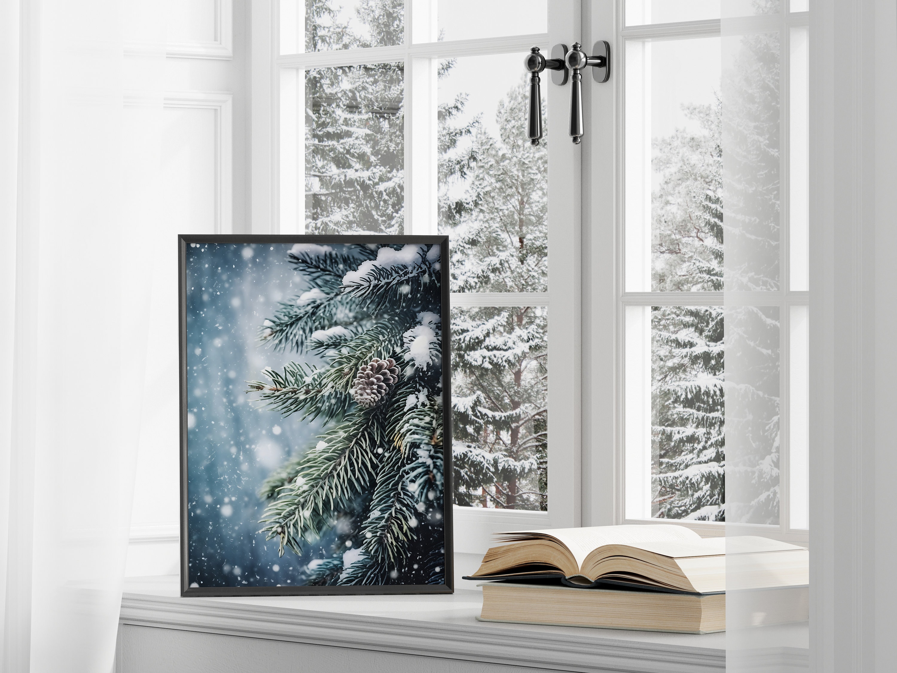 Winter Landscape Poster Winter Poster Christmas Tree Mural Snow ...