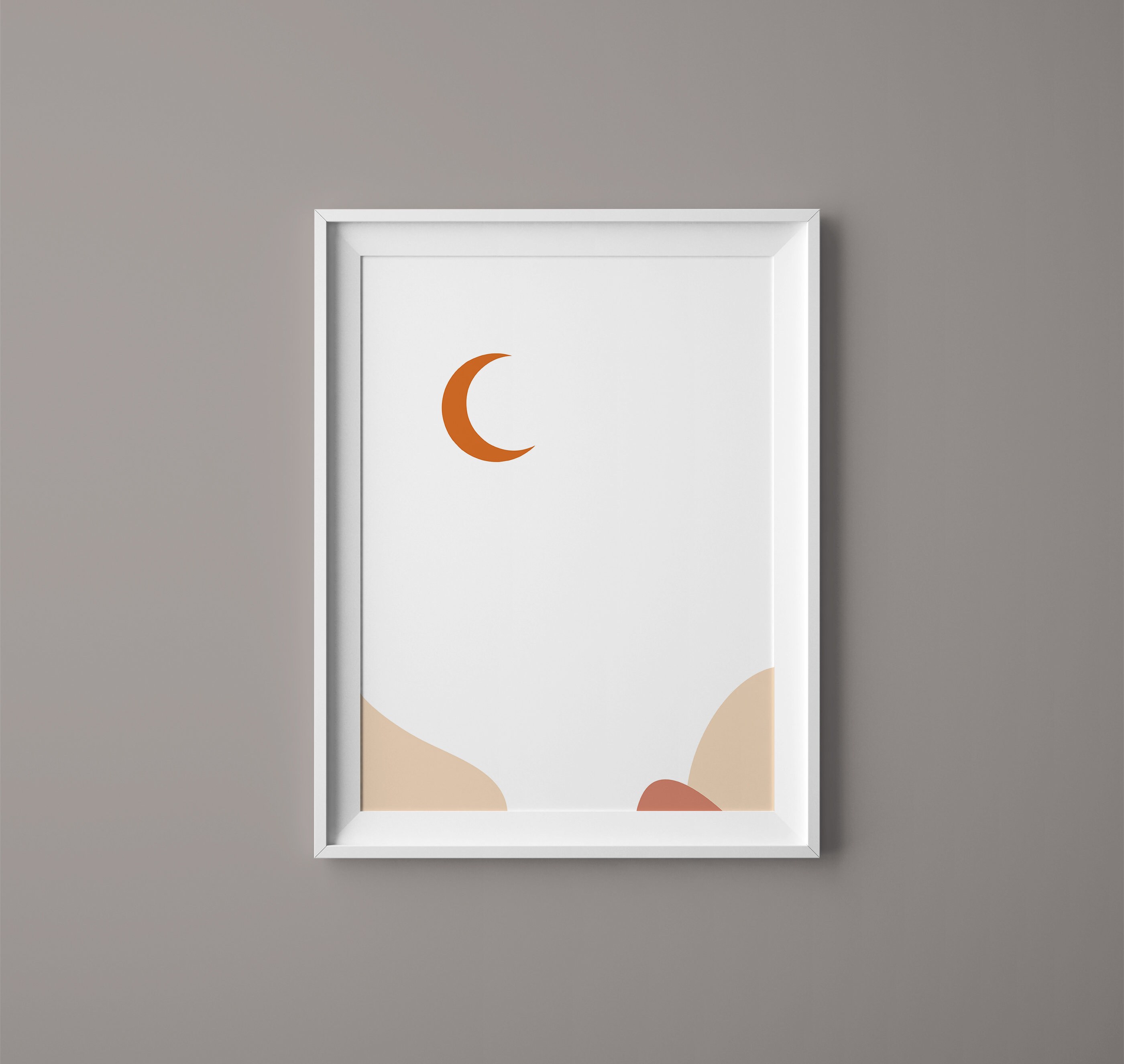 Crescent Moon Printable Wall Art New Moon Wall Art Brown | Etsy