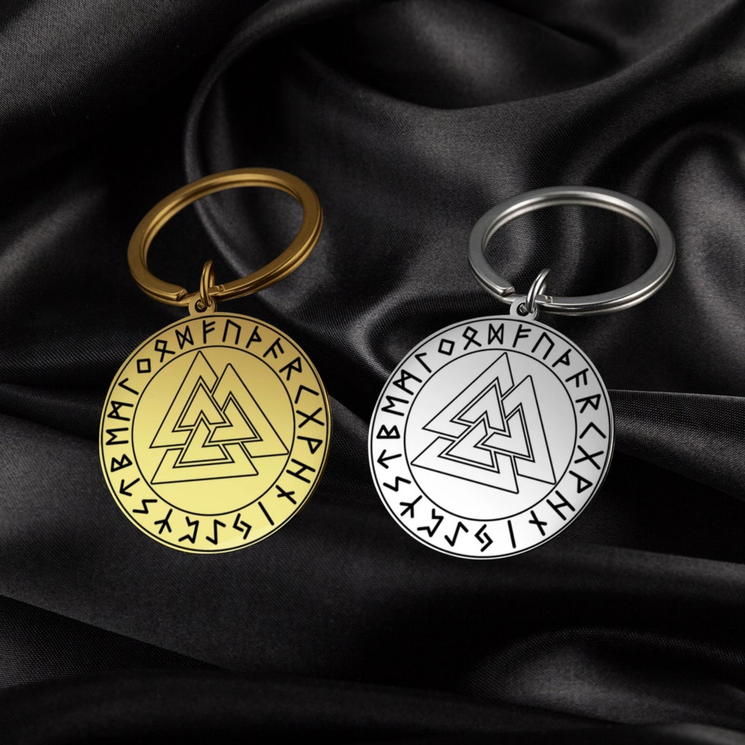 Norse, Viking, Odins Valknut, Pendant Keyring, Runes, Circle Amulet ...