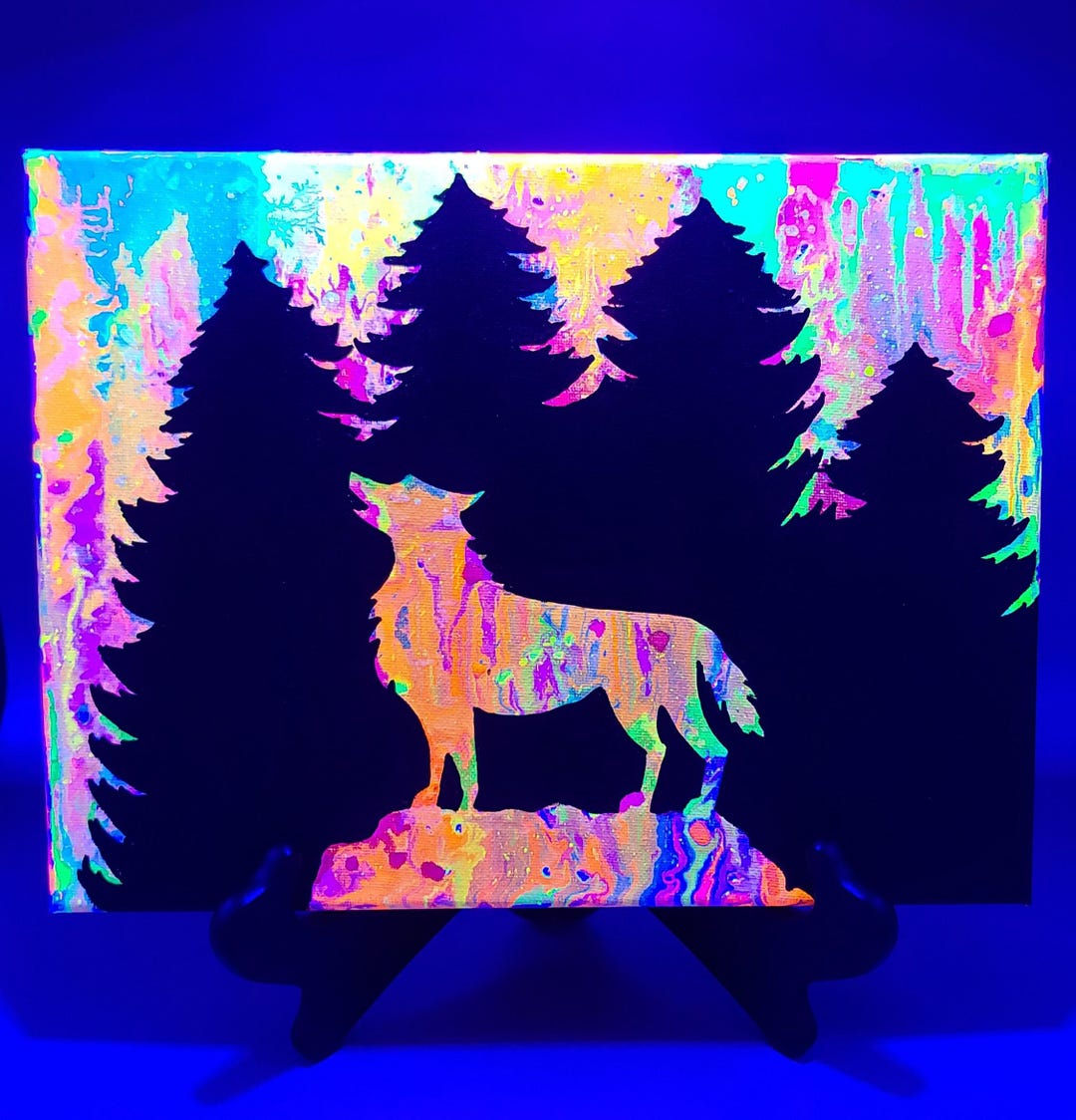 Howling Wolf Glow in the Dark Painting - Etsy