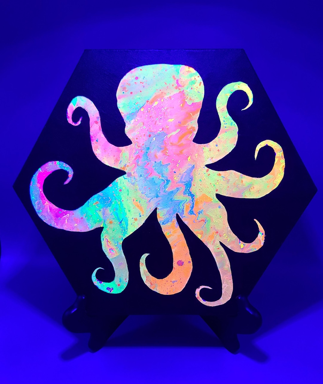 Psychedelic Octopus Glow in the Dark Painting - Etsy
