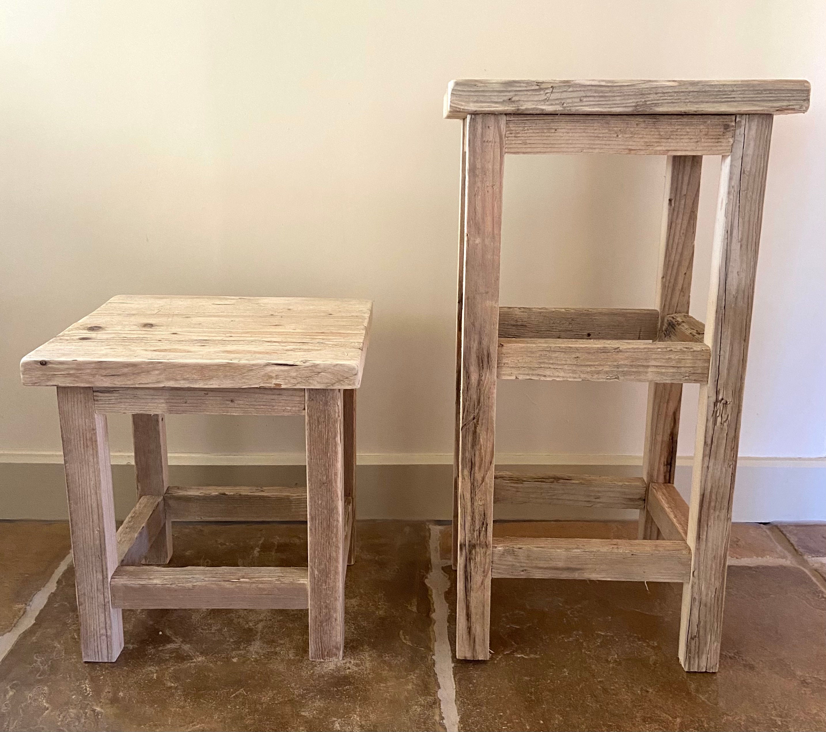 Rustic Wooden Bar Stool Reclaimed Wood Tall Stool - Etsy