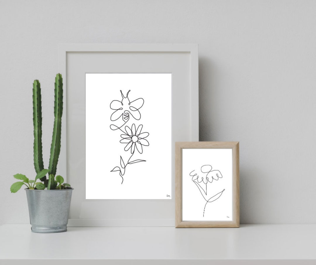 Flower Line Art. Daisy Home Design. Daisy Line Art. Moving in Line Art ...