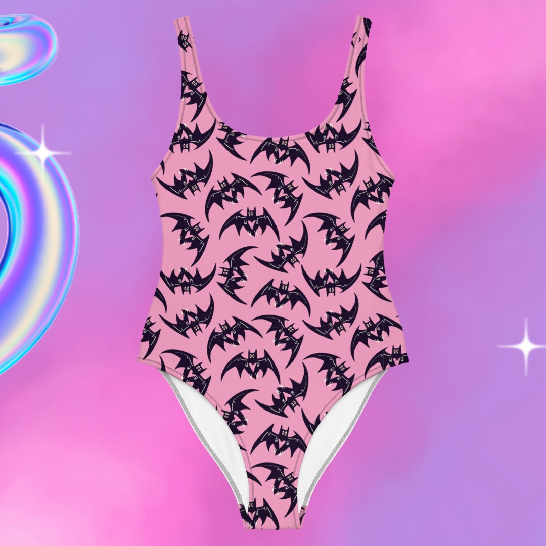 Gothic Bat One-piece Swimsuit | Witchy Swimsuit | Goth Beach Wear ...