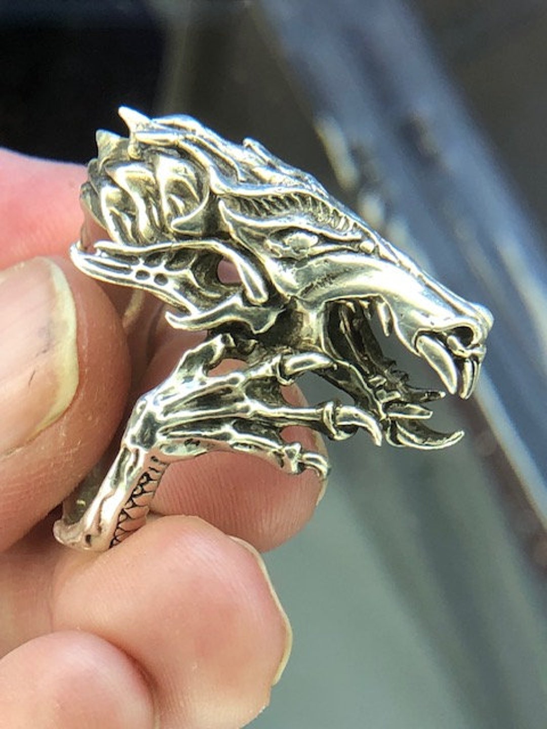 Demon/dragon "horseclaw" Ring, Sterling Silver - Etsy