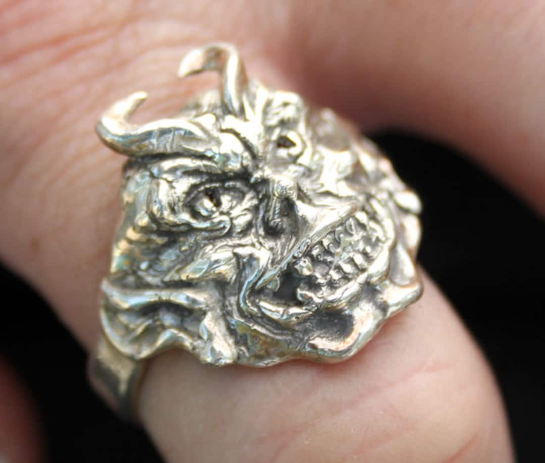 Grinning Demon Sterling Silver Fantasy Ring - Etsy