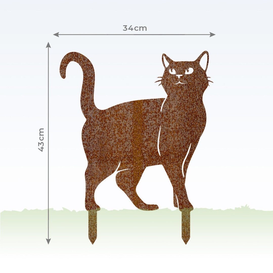 Cat Garden Stake Cats Garden Art Cats Yard Sign Rusted Corten Steel - Etsy