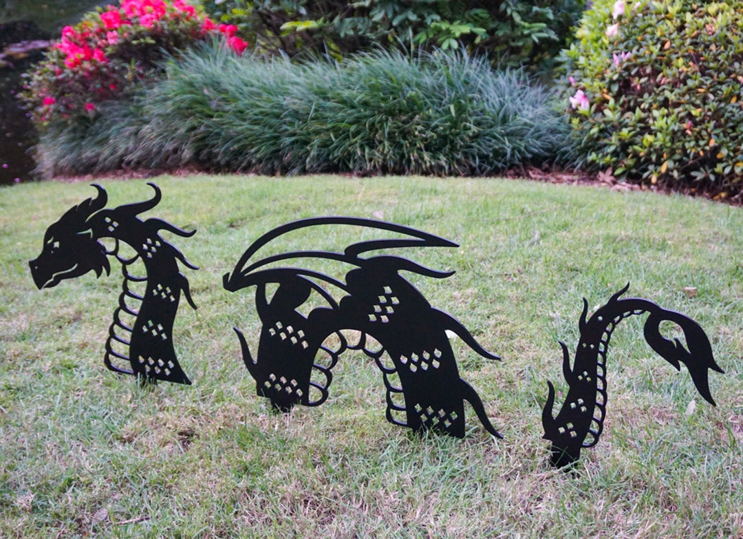 Dragon Garden Stake Set of 3 Dragon Garden Art Garden - Etsy España