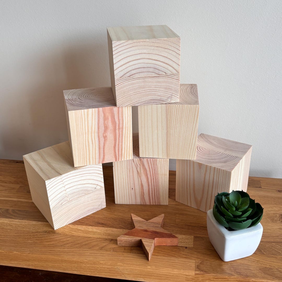 Wooden Cubes, Crafters Blocks, Pine Cubes for Projects, Baby Blocks, Craft Supplies Wood ...