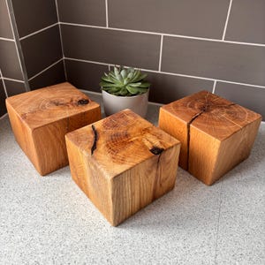 Wood Block, Display Plinth, Rustic Oak Cube, Carving Block, Door Stop ...