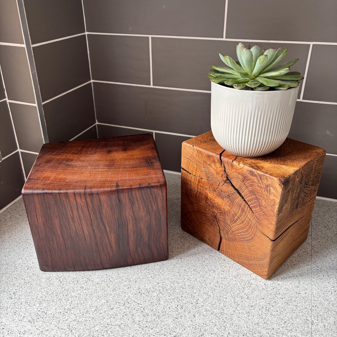 Wood Block, Display Plinth, Rustic Oak Cube, Carving Block, Door Stop ...
