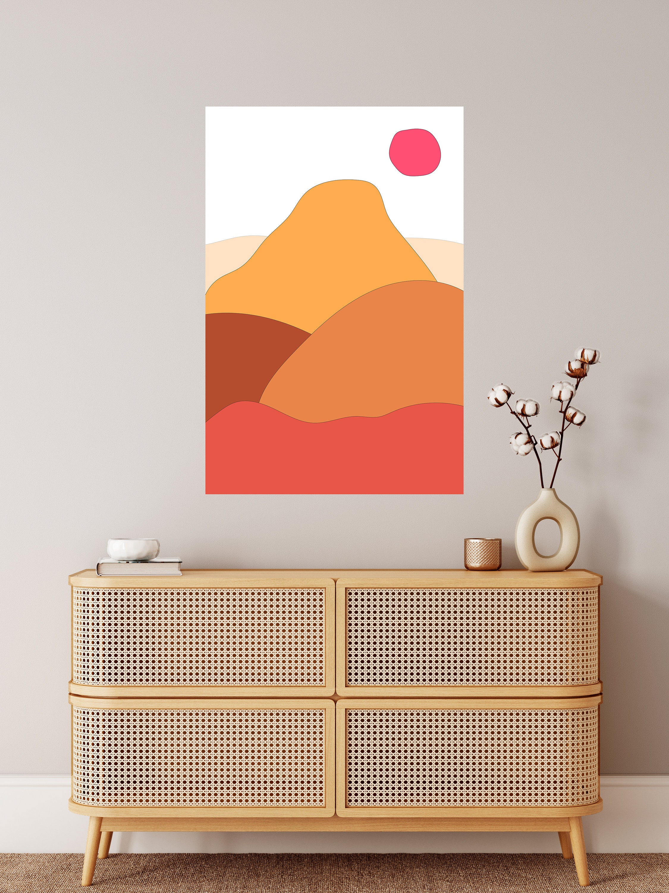 Wand Kunst, Boho Landschaft, Berg Kunst, Abstrakte Dekoration, Abstrakte Farben - Kunst für ...