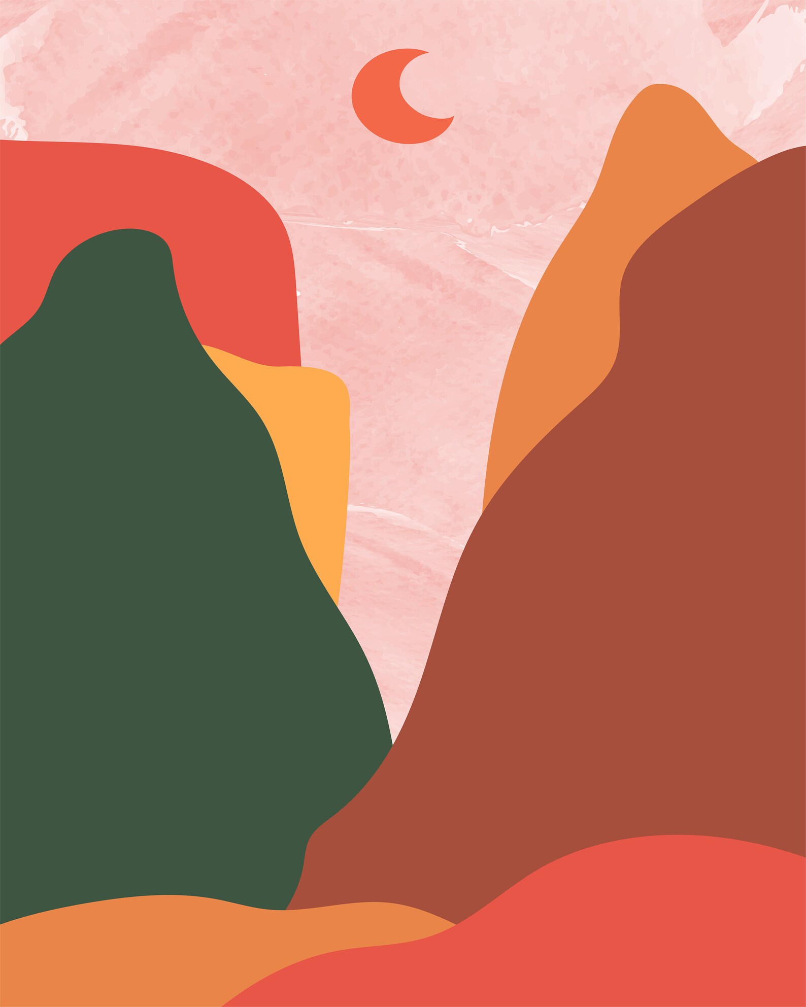 Boho Mountain Wall Art, Boho Landscape, Boho Home Decor, Boho Wall Art ...