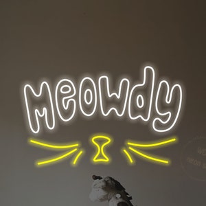 Сat Whiskers Neon Sign, Meowdy Neon Sign, Cat Face Neon Light, Meow ...