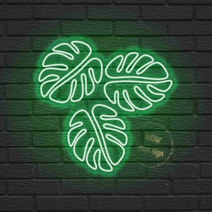 Monstera Leaf Neon Sign Gift for Plant Lover Personalized Monstera Led ...