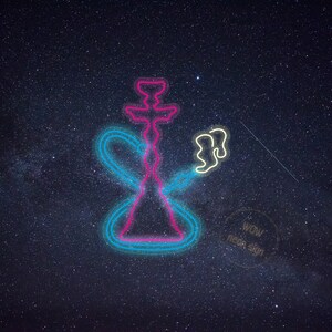 Hookah Led Neon Sign, Hookah Bar Neon Light, Smoke Neon Sign Lounge ...