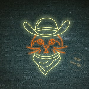 Cowboy Cat Neon Sign, Cowboy Cat Hat Neon Light, Luminous Cowboy Cat ...