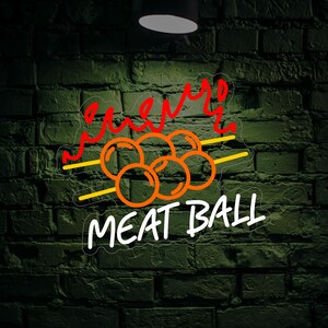 Meatball on Skewer LED Neon Sign — Custom Street Food Neon Light ...