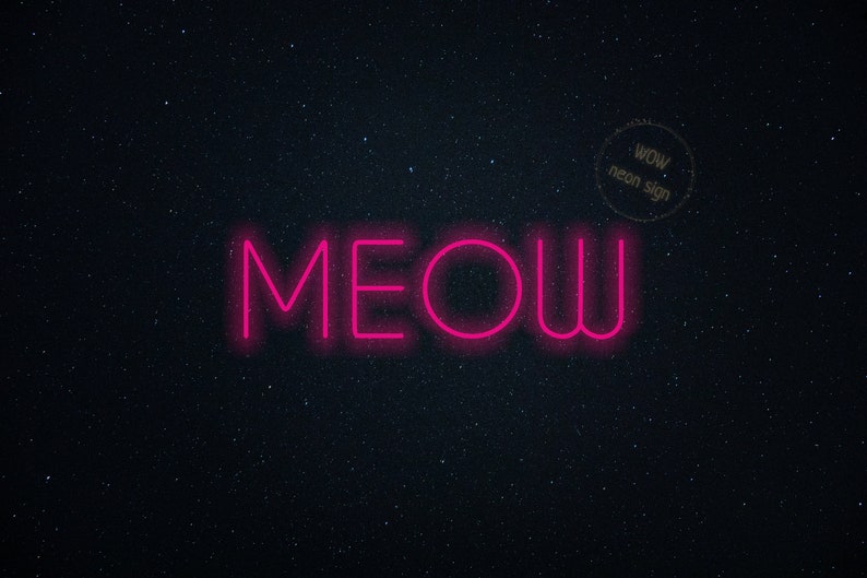 Meow Led Neon Sign, Meow Wall Neon Light, Meow Led Neon Lamp - Etsy