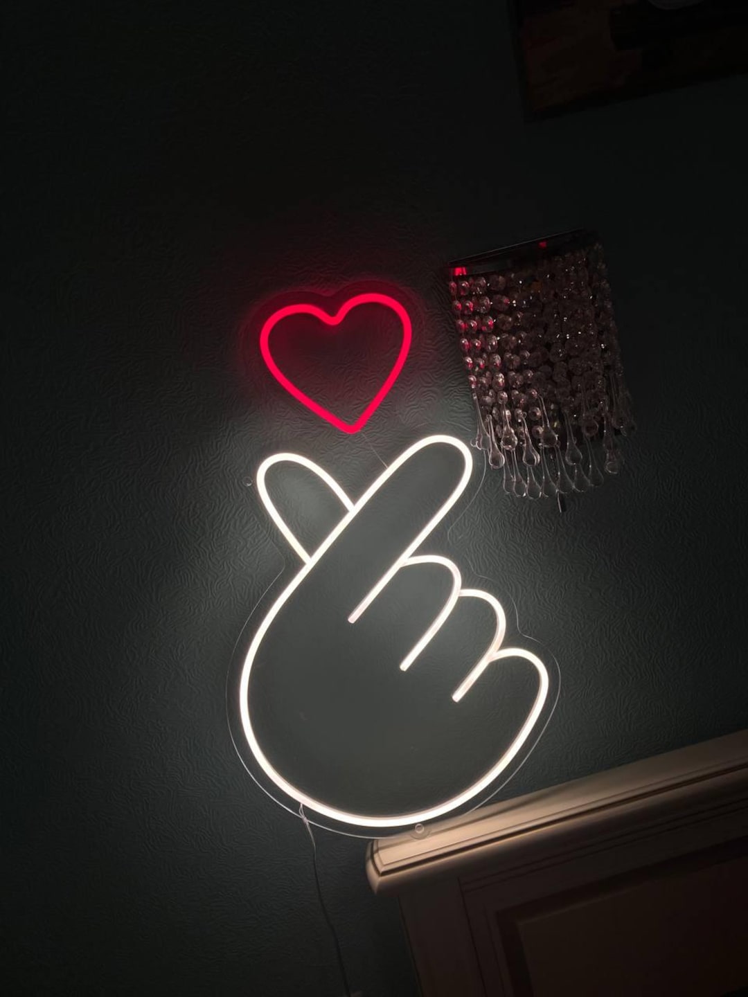 Finger Heart Neon Sign, Hand Heart Neon Light, Custom Small Finger ...