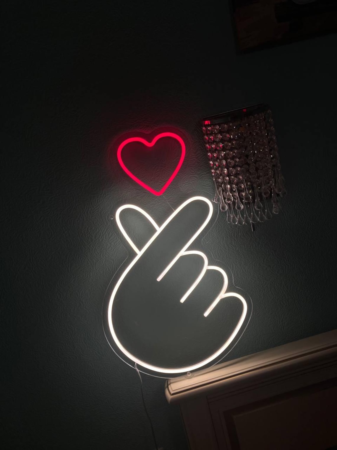 Finger Heart Neon Sign, Kpop Hand Heart Light - Etsy