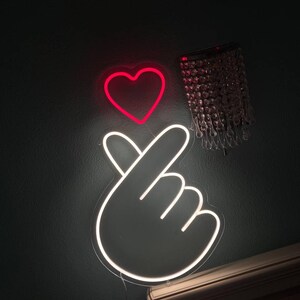 Finger Heart Neon Sign, Kpop Hand Heart Light - Etsy