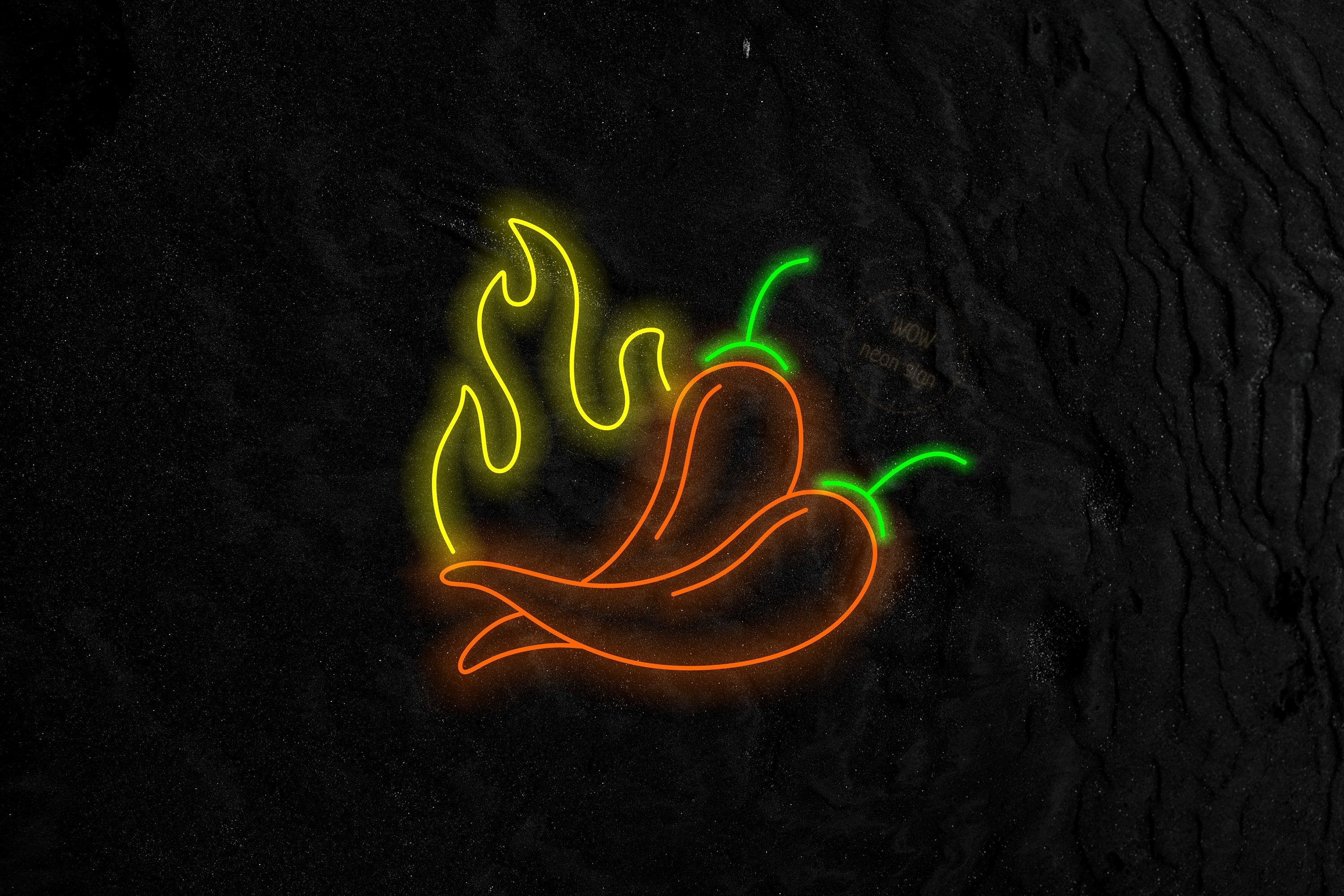 Fire Pepper Neon Sign, Red Chili Pepper Neon Sign, Fire Spicy Pepper ...