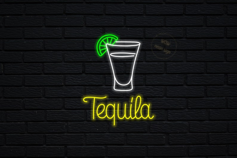 Tequila Led Neon Sign, Tequila With Glasses Neon Sign, Custom Tequila ...