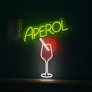 Spritz With Wineglass Led Neon Sign, Aperol Spritz Neon Sign, Cocktail ...