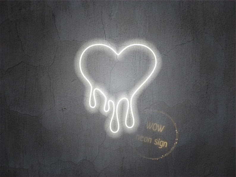 Dripping Melting Heart LED Neon Sign Custom Night Light Wall - Etsy