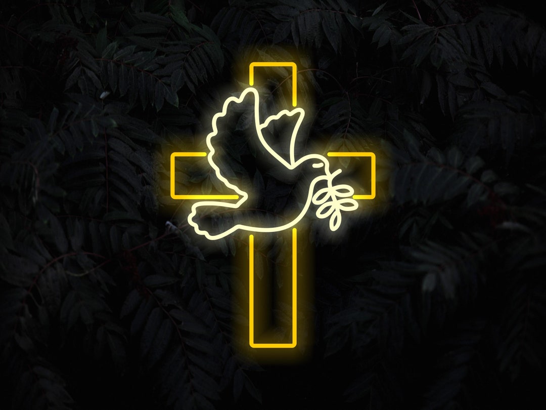 Cross and Dove Neon Sign, Cross and Dove Neon Lamp, Faith Symbol ...