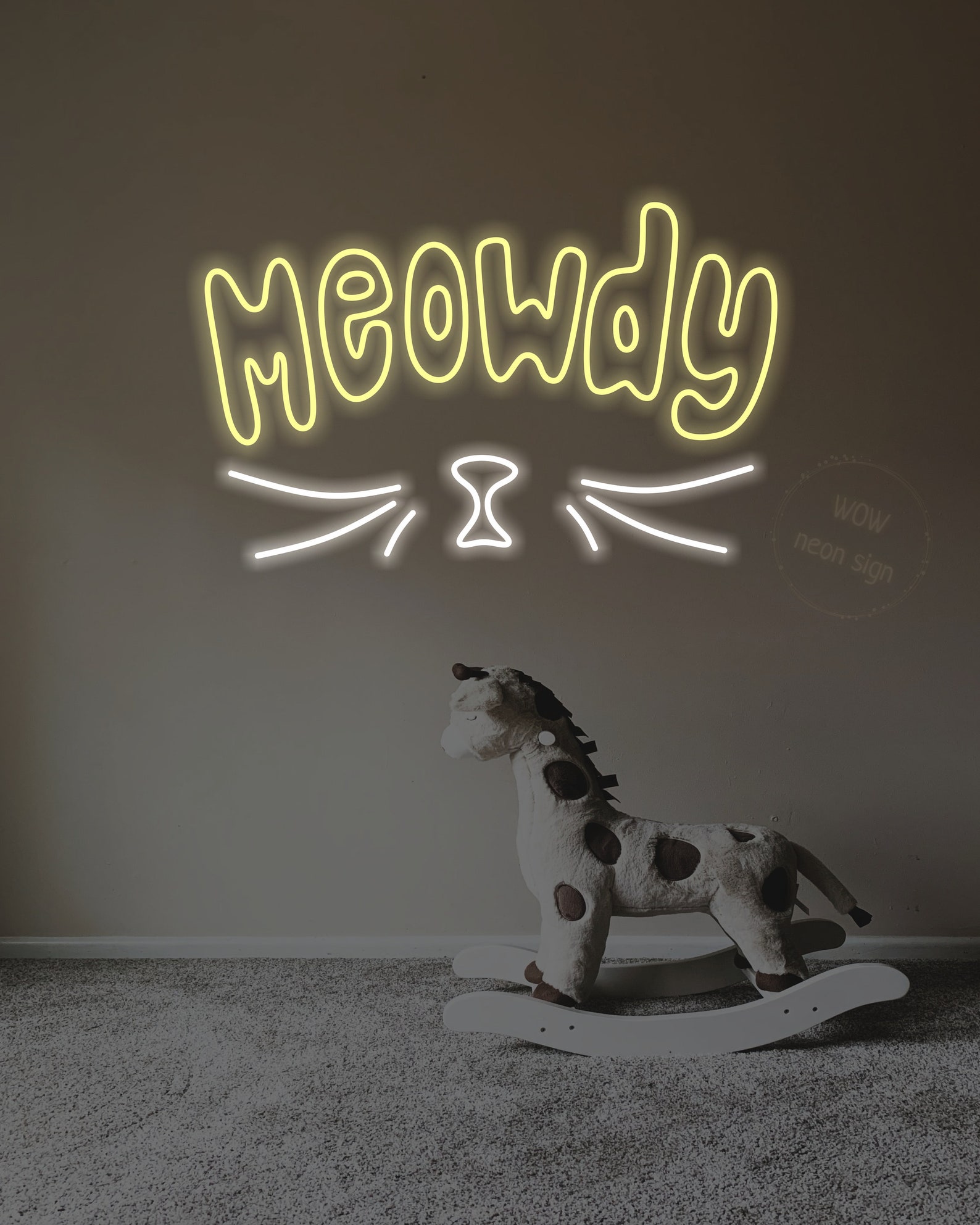 Сat Whiskers Neon Sign, Meowdy Neon Sign, Cat Face Neon Light, Meow ...