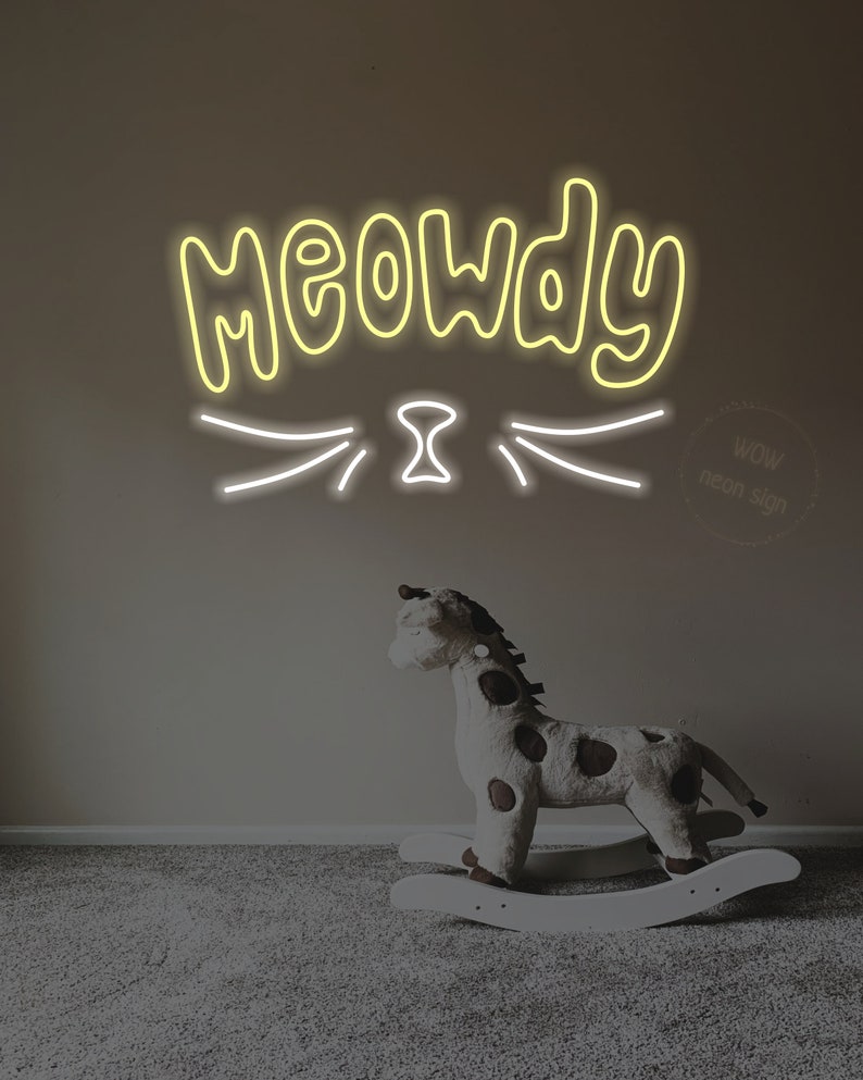 Meowdy Cat Face Neon Sign, Whiskers, Cat Decor - Etsy