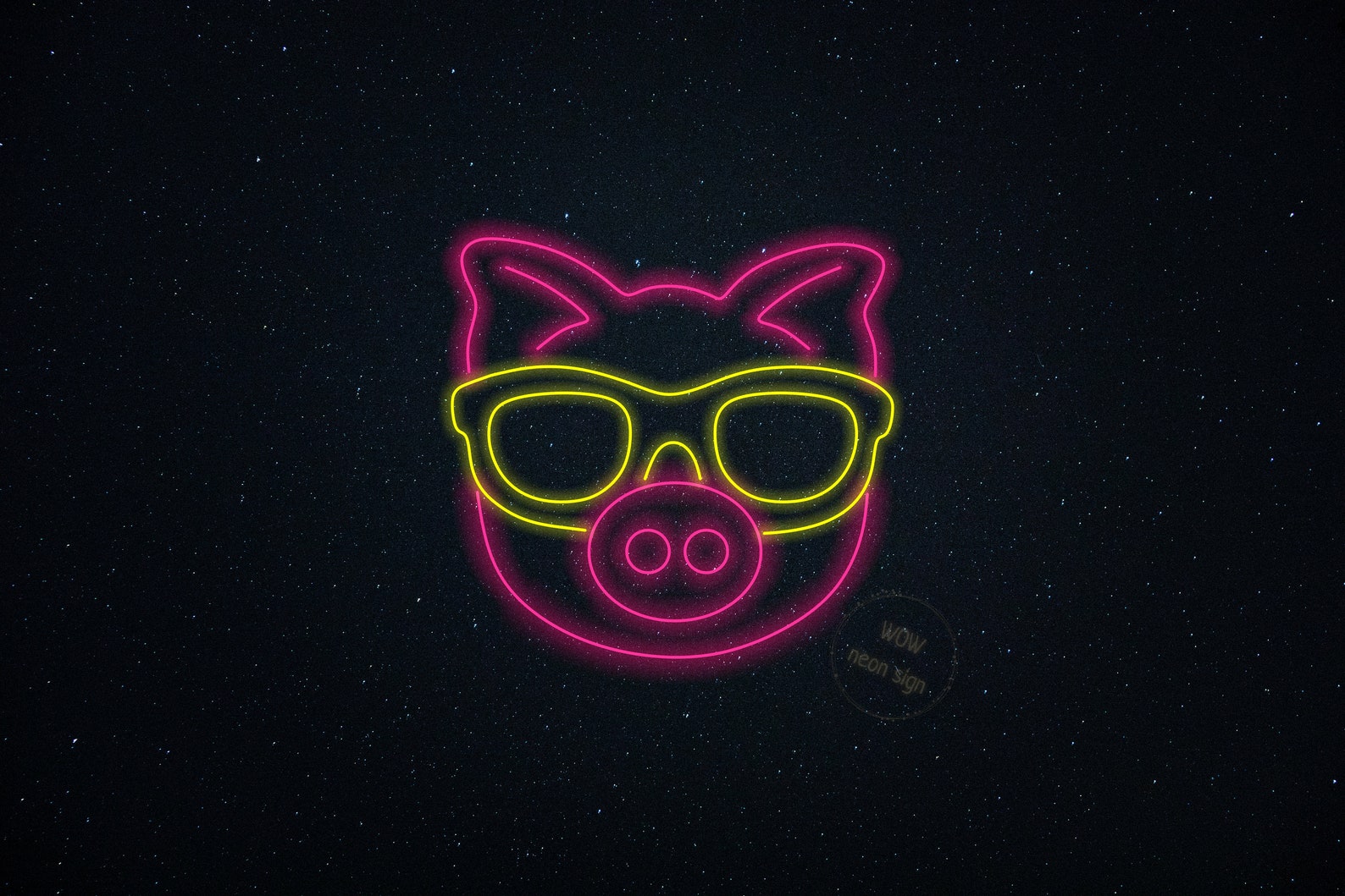 Neon Pig With Glasses Sign, Fun Piglet Neon Lamp, Cute Pig Neon Lamp ...