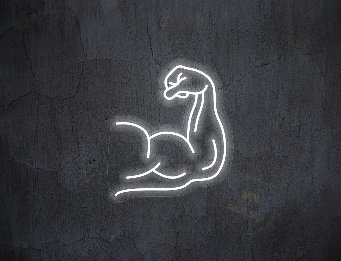 Arm Muscles Neon Sign, Biceps Neon Sign, Bodybuilding Light Sign, Gym ...