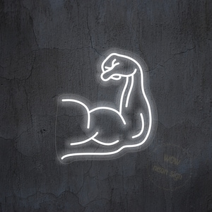 Arm Muscles Neon Sign, Biceps Neon Sign, Bodybuilding Light Sign, Gym ...