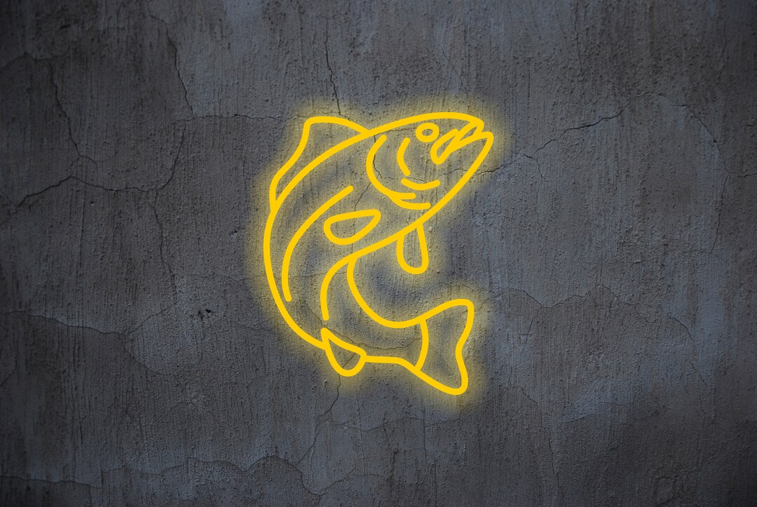 Jumping Trout Fish Neon Sign, Jumping Salmon Neon Sign, Seafood Led ...