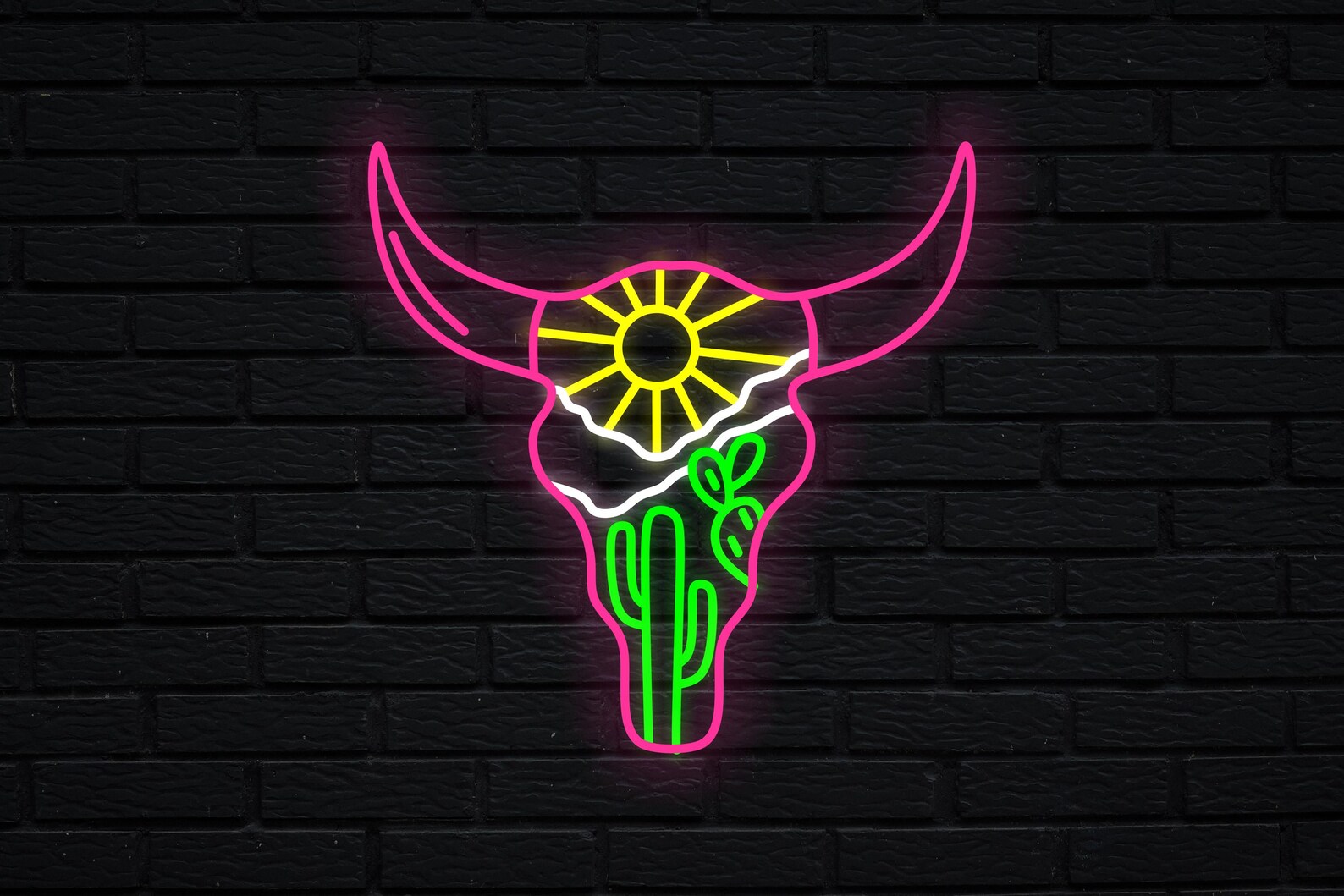 Cow Skull Neon Sign, Desert Southwest Wall Decor - Etsy