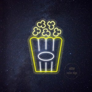 Popcorn Neon Sign, Popcorn Bucket Neon Light, Cinema Theater Popcorn ...